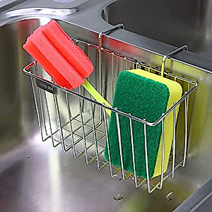 Kitchen Sponge Holder, Aiduy Sink Caddy Brush Dishwashing Liquid Drainer Rack - Stainless Steel