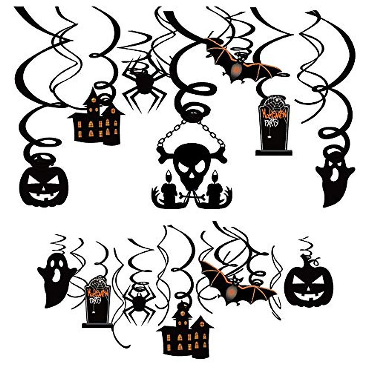 20 Piece Halloween Party Hanging Swirls Decorations with 20g Halloween Spider Web Stretchable Cobweb, Perfect for Home Indoor Outdoor Halloween Party Decorations