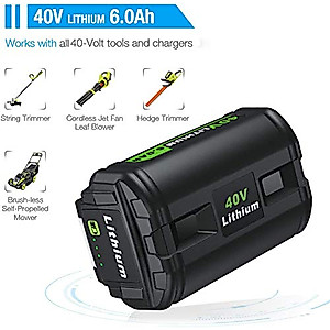 Powerextra 6.0Ah 40V Replacement Battery Compatible with Ryobi 40V RY40200 RY40403 RY40204 OP4015 OP4026 OP40201 OP40261 OP4030 OP40301 OP4040 OP40401 OP40501 OP40601 Cordless String Trimmer