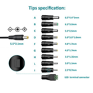 Basicvolt Universal Power Supply 9V 2A AC Adapter 100-240V AC to DC 9V 1.8A 1.5A 1A 0.8A 0.5A 450mA Power Adapter for LED Strip Light CCTV Camera Router Modem Toys DVD IR Illuminator ADSL Cats DVR