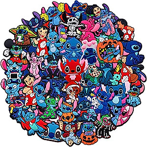 40 Pack for Croc Shoe Charms for Stitch Girls Boys Kids for Lilo, Blue Stick Shoe Charms for Party Gifts, Cute Cartoon Shoe Pines Para Charms for Bracelet Wristband.