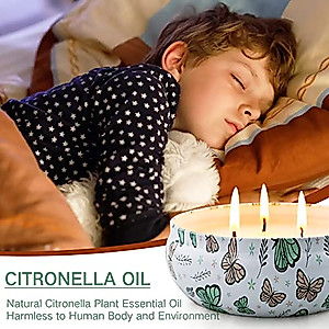 Citronella Candles Outdoor Indoor Large,13.5 oz 3 Pack Longlast 75-80 Hrs for Each,3 Wicks Jar Citronella Candles Sets for Home Garden Patio Balcony