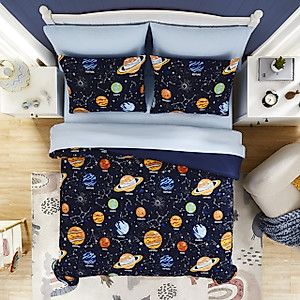 Kaleido Space Twin Comforter Set with Sheets - 5 Pieces Kids Twin Bedding Sets, Glow in The Dark Space Twin Bed in a Bag with Comforter, Sheets, Pillowcase & Sham