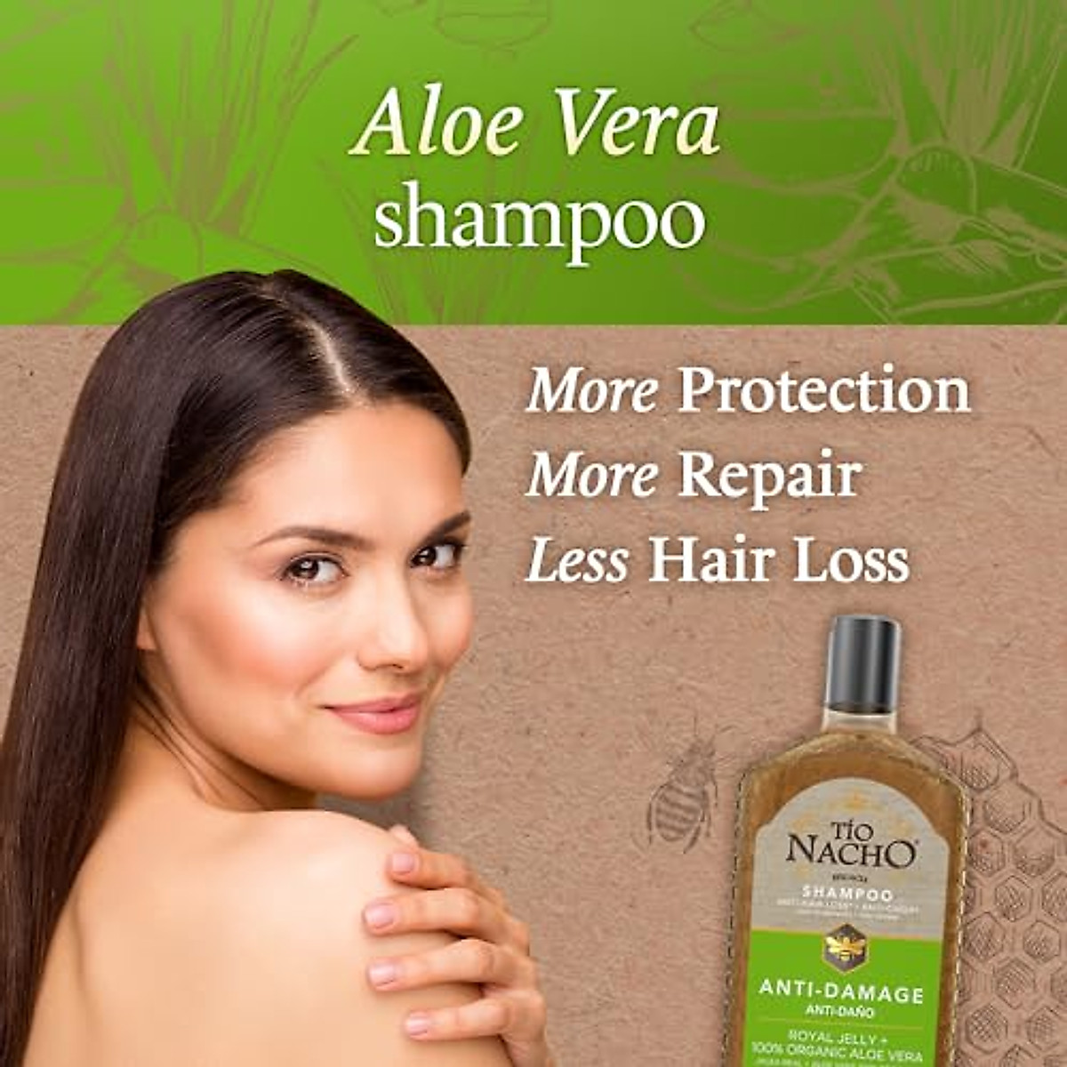 Tio Nacho Shampoo, 14 Oz - Organic Aloe Vera Deep Repair, Paraben Free, Silicone Free, for Dry Damaged Frizzy Hair