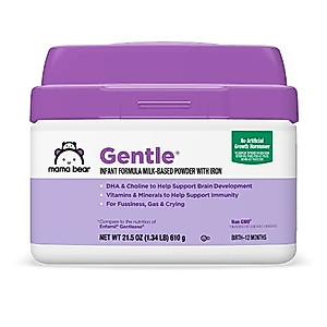 Amazon Brand - Mama Bear Gentle Baby Formula Milk-Based Powder with Iron, Complete Nutrition, Easy to Digest, 21.5 Ounce