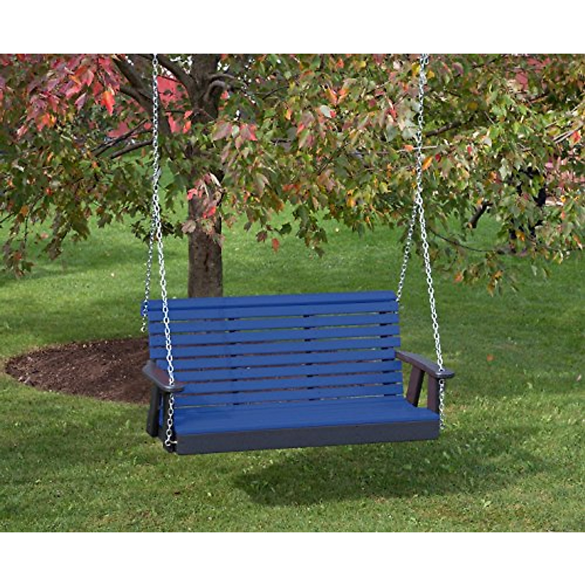 Ecommersify Inc 5FT-Blue-Poly Lumber ROLL Back Porch Swing Heavy Duty Everlasting PolyTuf HDPE - Made in USA - Amish Crafted