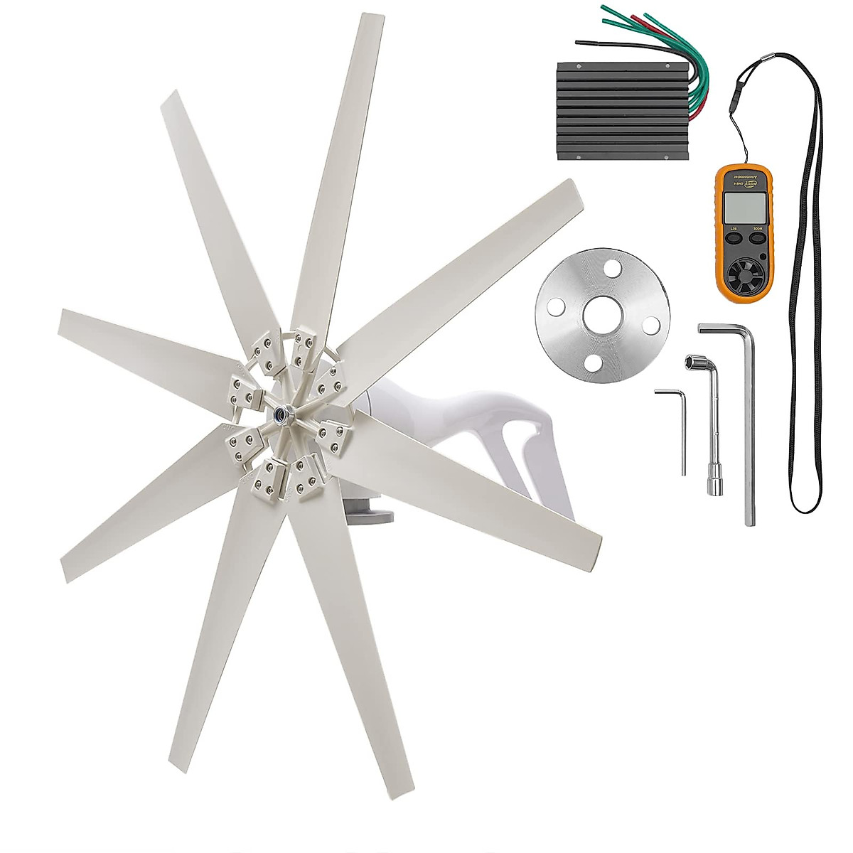 Wind System Windmill Turbine Generator Kit + Charge Controller (DC 12V - 600W - 8 Fan Blades)