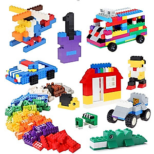 burgkidz Building Bricks 568 Pieces Toys, Classic Building Blocks Includes Wheels, Door, Window, Compatible Bulk Block with Storage Box and Baseplate, STEM Educational Gift for Kids 3+ Year