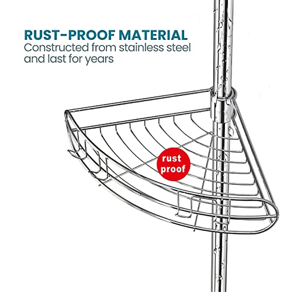 ALLZONE Rustproof Shower Caddy Corner for Bathroom,Bathtub Storage Organizer for Shampoo Accessories,4 Tier Adjustable Shelves with Tension Pole, 56 to 114 Inch, Silver