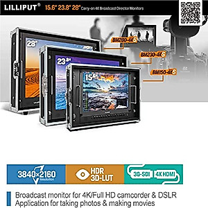 Lilliput BM150-4K 15.6" 6U Carry-on/Rackable 4K Broadcast LED Director Monitor, 3840x2160