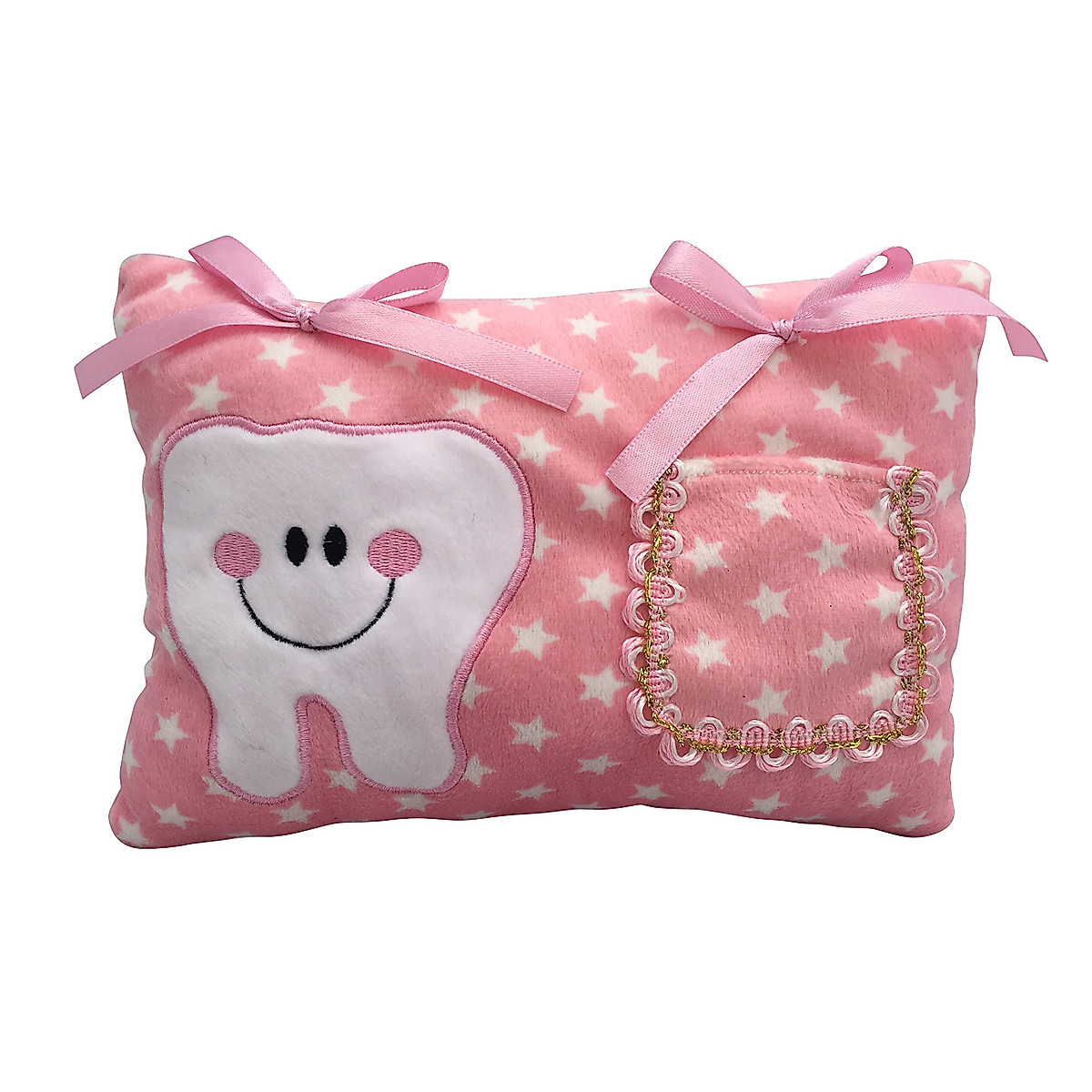 APOWUS Girls Tooth Fairy Kit with Pink Pillow, Wood Box Organizer, 20 Letters