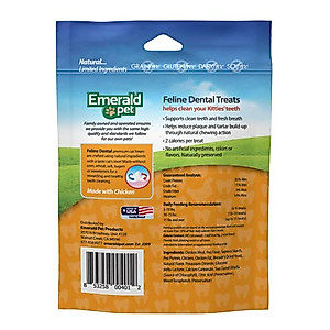 Feline Dental Treats — Tasty and Crunchy Cat Dental Treats Grain Free — Natural Dental Treats to Clean Cat Teeth, Freshen Cat Breath, and Reduce Plaque and Tartar Buildup — Chicken Treats, 3 oz