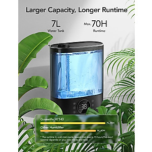GoveeLife Smart Humidifier, Top Fill 7L Warm & Cool Mist Humidifiers for Bedroom, 70H Runtime, Auto Shut-Off, RGB Light,WiFi Air Humidifier for Large Room, Plants, Nursery Work with Alexa App Control
