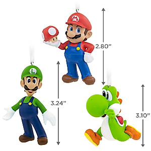 Hallmark Nintendo Super Mario, Luigi and Yoshi Christmas Ornaments,Resin Set of 3