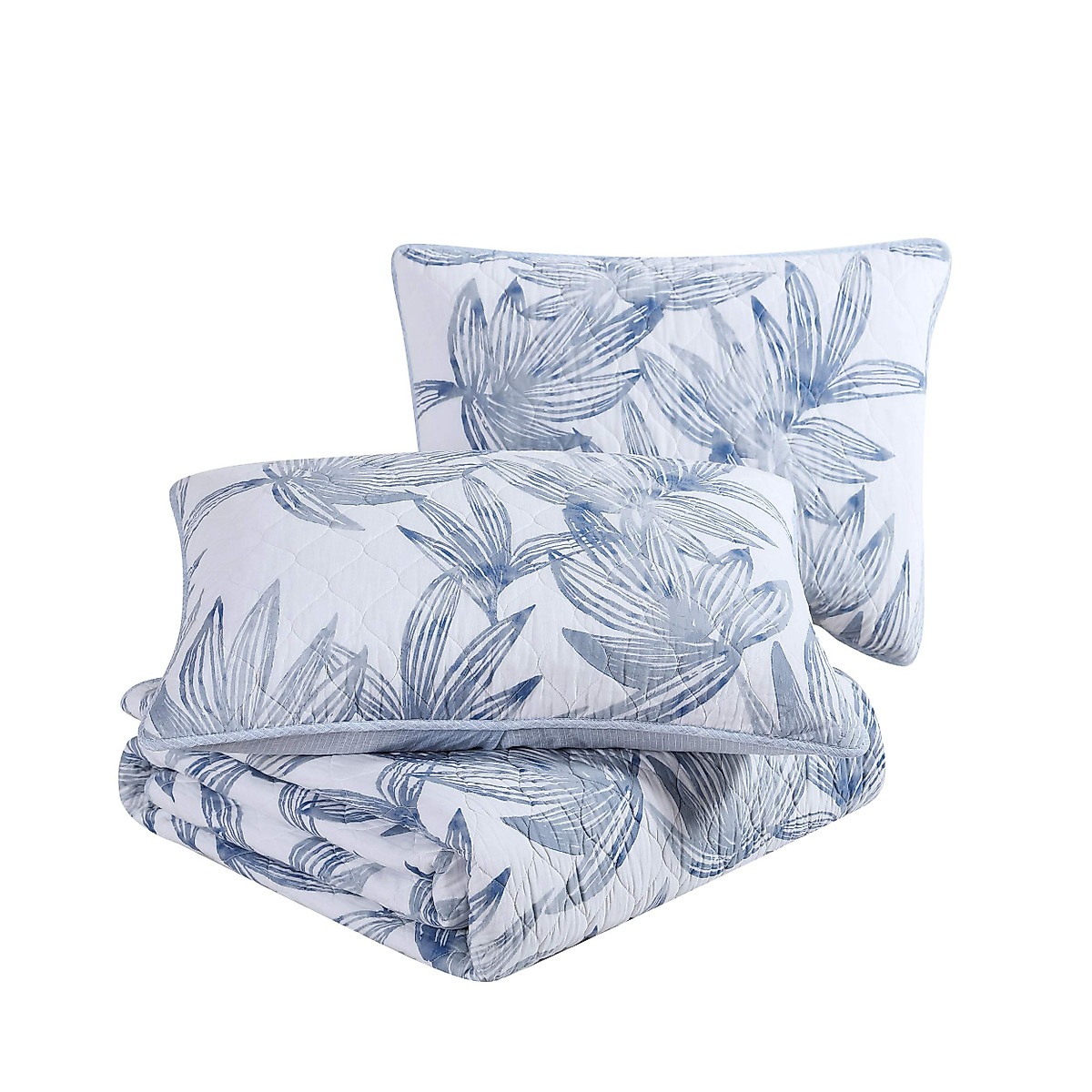 Tommy Bahama - Twin Quilt Set, Reversible Cotton Bedding with Matching Sham, Lightweight Home Decor for All Seasons (Kayo Blue, Twin)