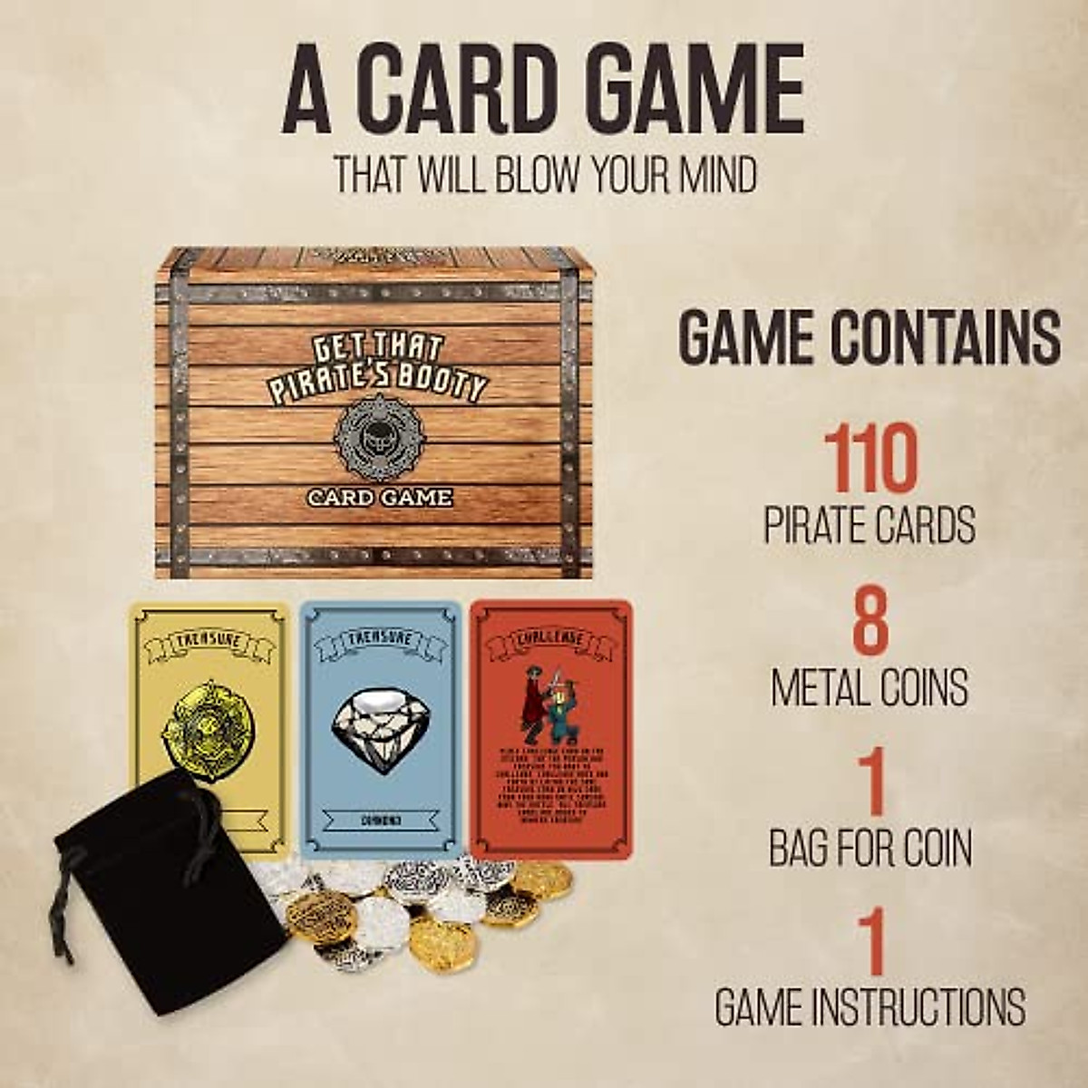 Get That Pirate's Booty Card Game, Fun 2-6 Player Family-Friendly Card Game for Adults, Teens, & Kids a Fun Pirate Themed Game and Good Stocking Stuffers Gift Ideas