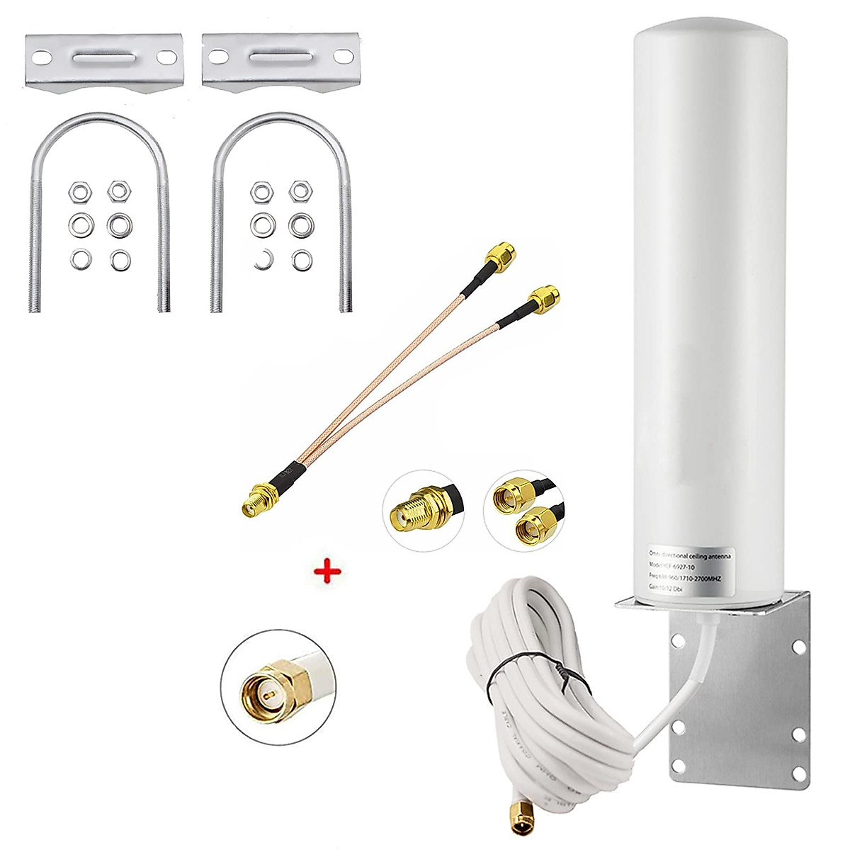 High Gain 10dBi SMA Male Wide Band 3G/4G LTE Modems, Routers, & Cell Boosters Omni-Directional Outdoor Fixed Mount Antenna for Verizon, AT&T, T-Mobile Mobile Cell Phone 4G LTE Router, Eifagur