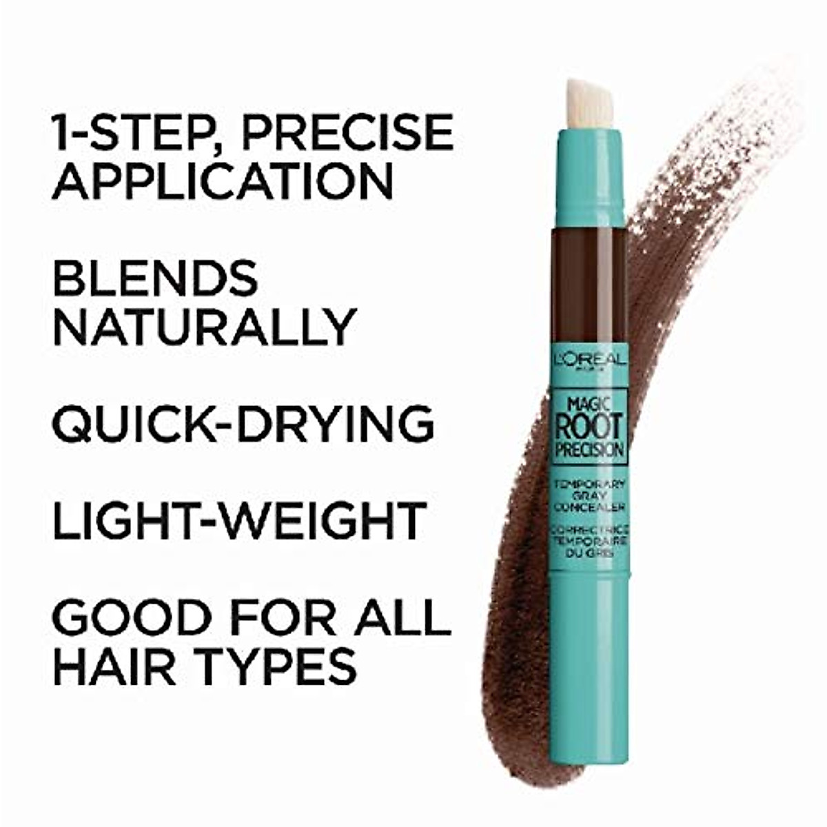L’Oréal Paris Magic Root Precision Temporary Gray Hair Color Concealer Brush, 5 Medium Brown, 0.05 fl; oz.