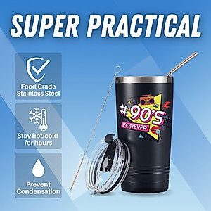 Onebttl 90s Retro Nostalgia Gifts Tumbler Travel Coffee Mug, Stainless Steel Insulated with Lid 20oz/590ml
