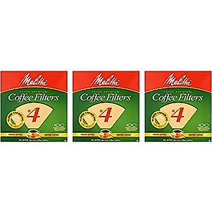 Melitta Cone Coffee Filters, Natural Brown #4, 100 Count (Pack Of 3)