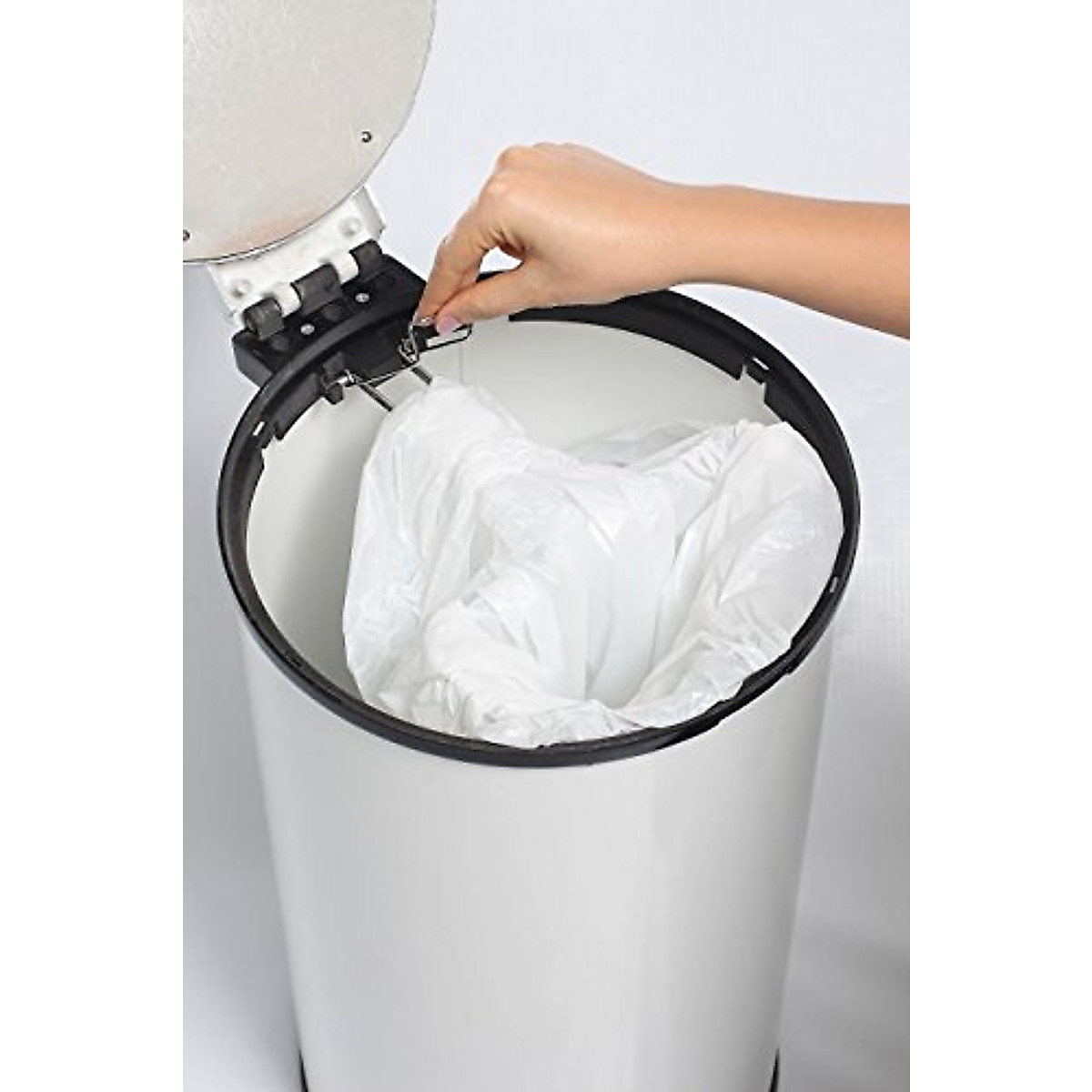 Bubula Premium Steel Diaper Waste Pail Container w/Air Tight Lid and Lock, White/Grey