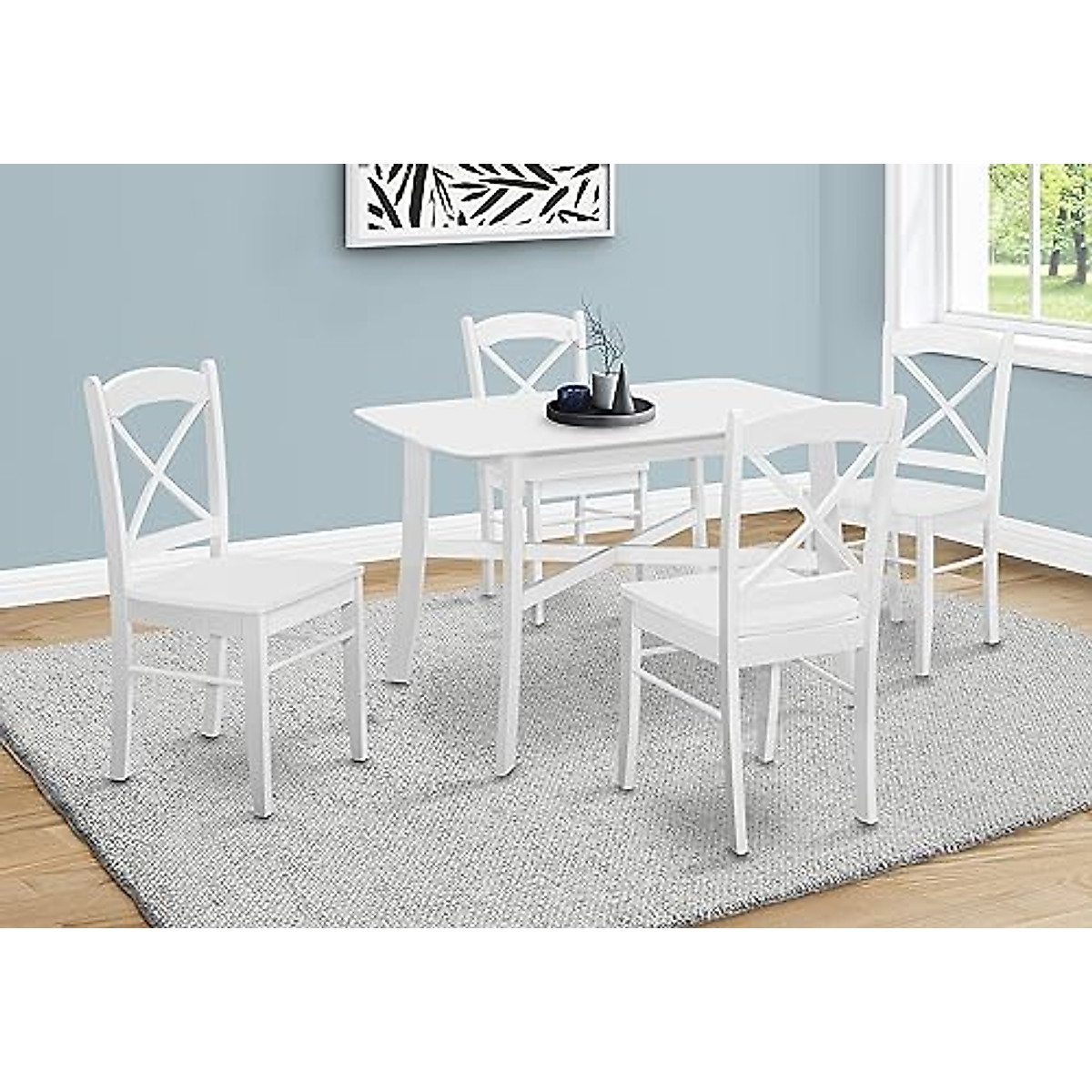 Monarch Specialties 1323, 48" Rectangular, Small, Kitchen, Room, White, Wood Legs Dining Table-36"X 48" Veneer Top, 47.25" L x 35.5" W x 29.5" H