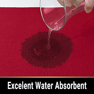 MAYSHINE Memory Foam Non Slip Anti Fatigue Bath Mat | Thick Absorbent Plush Velvet Bathroom Rug - Machine Washable, 34x19, Red