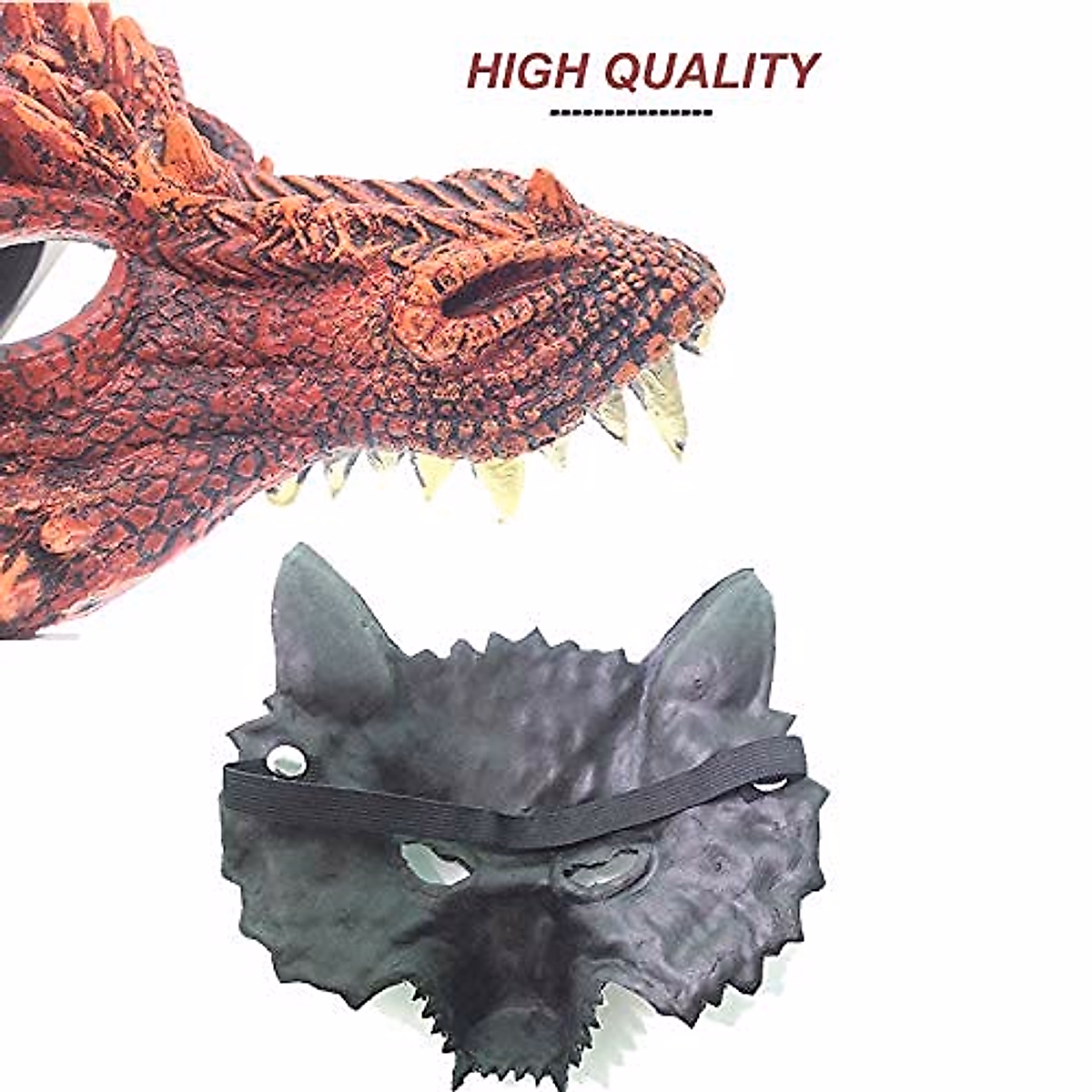 Alodidae 3D Dragon Mask Halloween Party Costume Cosplay for Adults Men, Scary Animal Half Face Masks (Red)