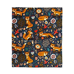 Lush Decor Pixie Fox Throw Fuzzy Reversible Sherpa Blanket 60” x 50” Navy