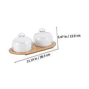 Hemoton 1 Set Dessert Cup Food Serving Tray Trifle Bowl Glass with Lid Mini Paper Cups Ramen Bowl with Lid Cake Server Mini Cake Stand Wood White Household Tableware Household Fruit Bowl