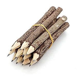 BSIRI Pencil Wood Favors of Graphite Wooden Tree Rustic Twig Pencils Unique Birch of 12 Camping Lumberjack Decorations Party Supplies Novelty Gifts as a Natural Pencil Gifts for Kids in Classroom