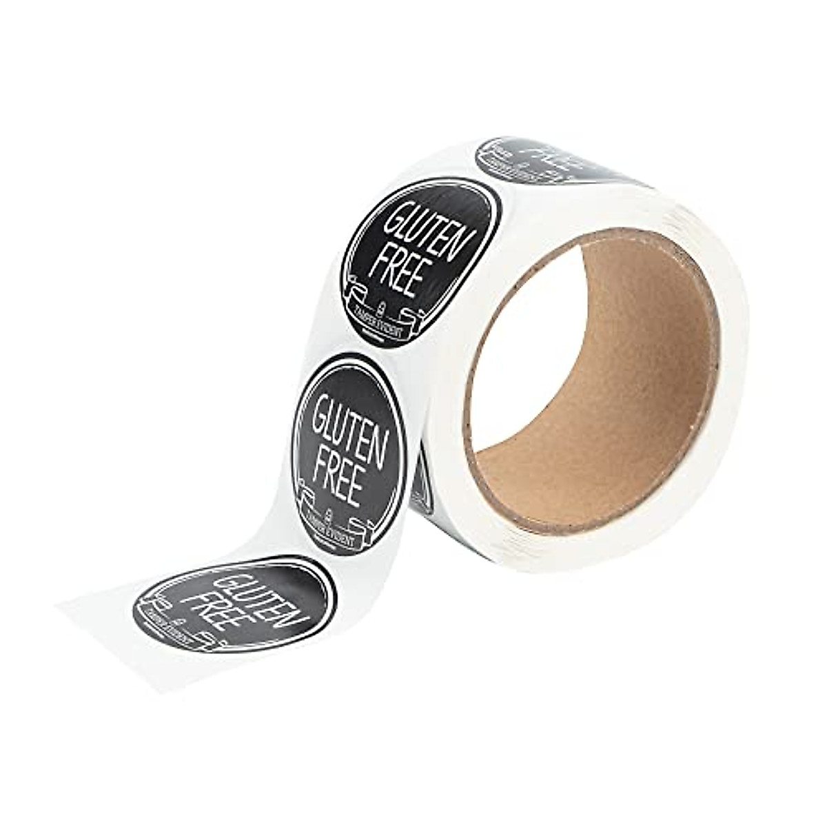 Restaurantware Label Tek 2 Inch Tamper-Evident Stickers For Gluten Free Food 500 Rolled Tamper Seal Stickers - Chalkboard Design For Safe Food Delivery Black With White Font Plastic To Go Stickers