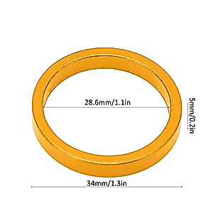 Kadimendium Bike Front Fork Gasket, Bicycle Headset Washer Aluminum Alloy Light Weight for Road Bike 28.6mm Tube(Gold)