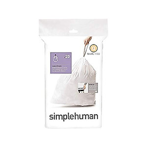 simplehuman Code Q Custom Fit Drawstring Trash Bags in Dispenser Packs, 50-65 Liter / 8 Gallon, White – 240 Liners