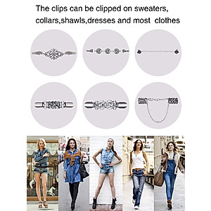 Ruisita 6 Pieces Retro Cardigan Clip Sweater Collar Clip Antique Flowers Pattern Shawl Clips Dresses Shawl Clip for Women Girls (Style A)