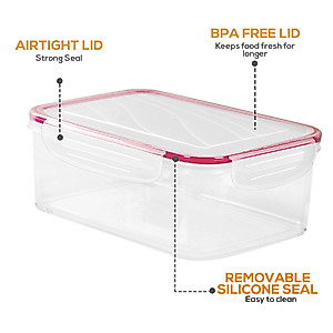 Utopia Kitchen Plastic Food Containers Set - Pack of 24 (12 Containers & 12 Snap Lids) Food Storage Containers with Airtight Lids - Reusable & Leftover Lunch Boxes - Leak Proof & Microwave Safe