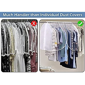 SLEEPING LAMB Hanging Closet Cover for Storage Dustproof Shoulder Cover Garment Protector for Clothes, Coats, Suits, Dresses, 2 Pack, White