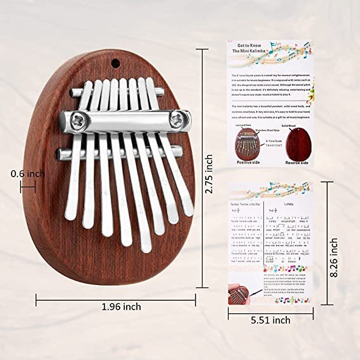 Lehay Mini Kalimba Thumb Piano 8 key Finger Mbira with Lanyard