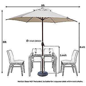 Abba Patio 7.5' Patio Umbrella Market Umbrella Outdoor Table Umbrella with Push Button Tilt & Crank for Patio, Beige