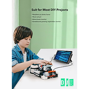 UPERFECT Raspi Touchscreen Monitor with Case & Fan & Stand 10.1’’ 1366 * 768 Ultra Wide 370Nits IPS Screen for Raspi 3/4/4b/5, w/10-Point Touch, VESA, Dual Speakers, Type-C & HDMI Ports