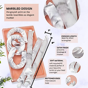 Kitsch Satin Pillow Rollers - Soft Rollers Softer than Silk for All Hair Types, Flexible Heatless Curling Rod, 6pc Marble