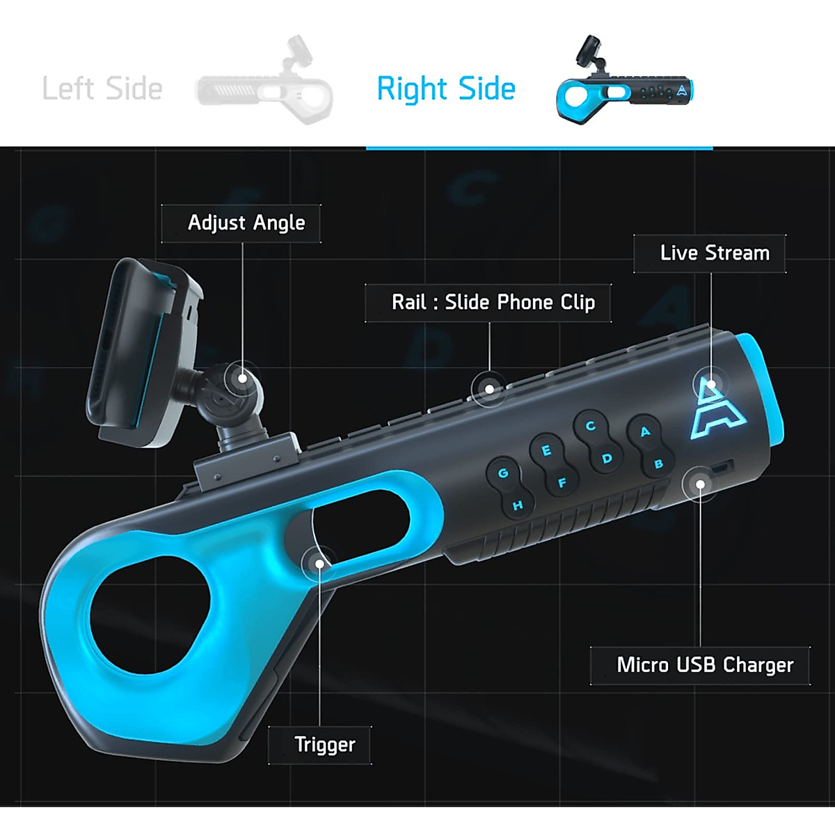 Arkade Motion Blaster Virtual Reality Gaming Gun Controller with Bluetooth Connectivity and Built in Haptics (PC, Android, IOS)
