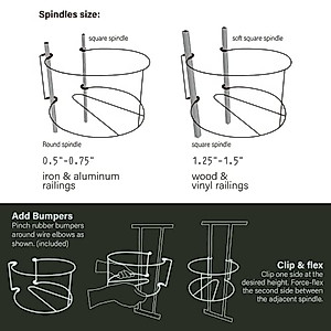 Vertical Garden Railing Planter Shelf for Balcony Deck Porch Patio and Indoor Stair Railing-Remarkable Gardening Gifts-1/2”-3/4” Spindle