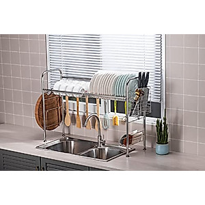 Premium Racks Professional Over The Sink Dish Rack - Fully Customizable - Multipurpose - Large Capacity (Stainless Steel)