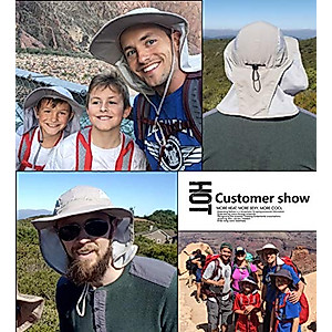 lenikis Unisex Outdoor Activities UV Protecting Sun Hats with Neck Flap Black Grey