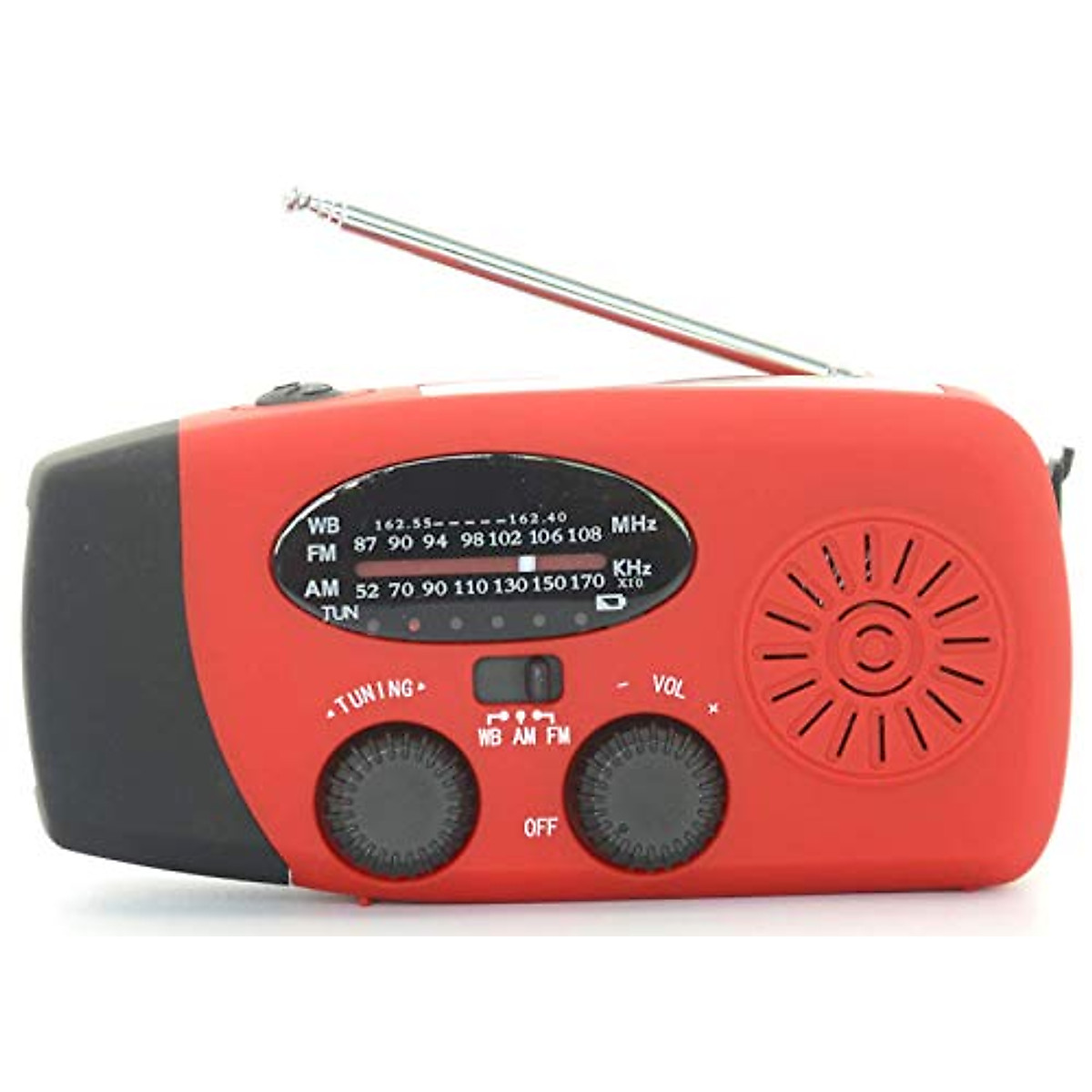 【Aivica-088】 NOAA Weather Radio Emergency Radio Solar, Hand Crank, Micro USB Charge AM/FM/NOAA Radio 3 LED Flashlight 2000mAh Smart Phone Charger Power Bank(Red)（red）