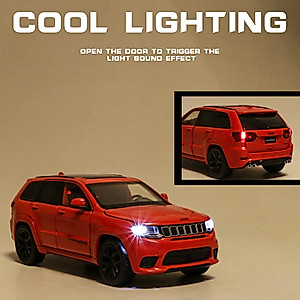Car Model 1/32 Scale Grand Cherokee Pull Back Diecast Vehicles Toys, Alloy Model Car Collection Mode for Kids,Adult,Boyfriend Gift(Red)