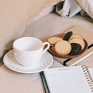 IQCWOOD Wooden Dinner Plates, 6 Inch Round Wood Plates Set of 4, Acacia Wooden Plates Round Tray Easy Cleaning Serving Platter for Food Dessert Salad Plate Fruit Platters