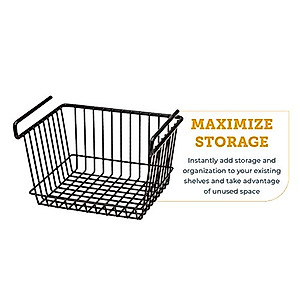 SnapSafe Hanging Shelf Large Basket, 76011 - Coated Wire Basket Maximizes Storage for Documents, Gun Accessories, & Ammo - Easy Access Under Shelf Storage for Gun Safes - Holds Up to 40 Pounds