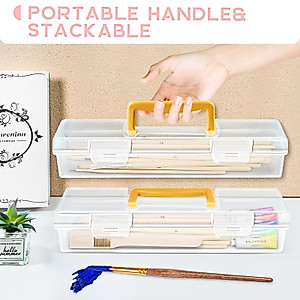 Vowcarol 2 Pack Paint Brush Case Portable, Long Paint Brush Storage Box, Paint Brushes Holder